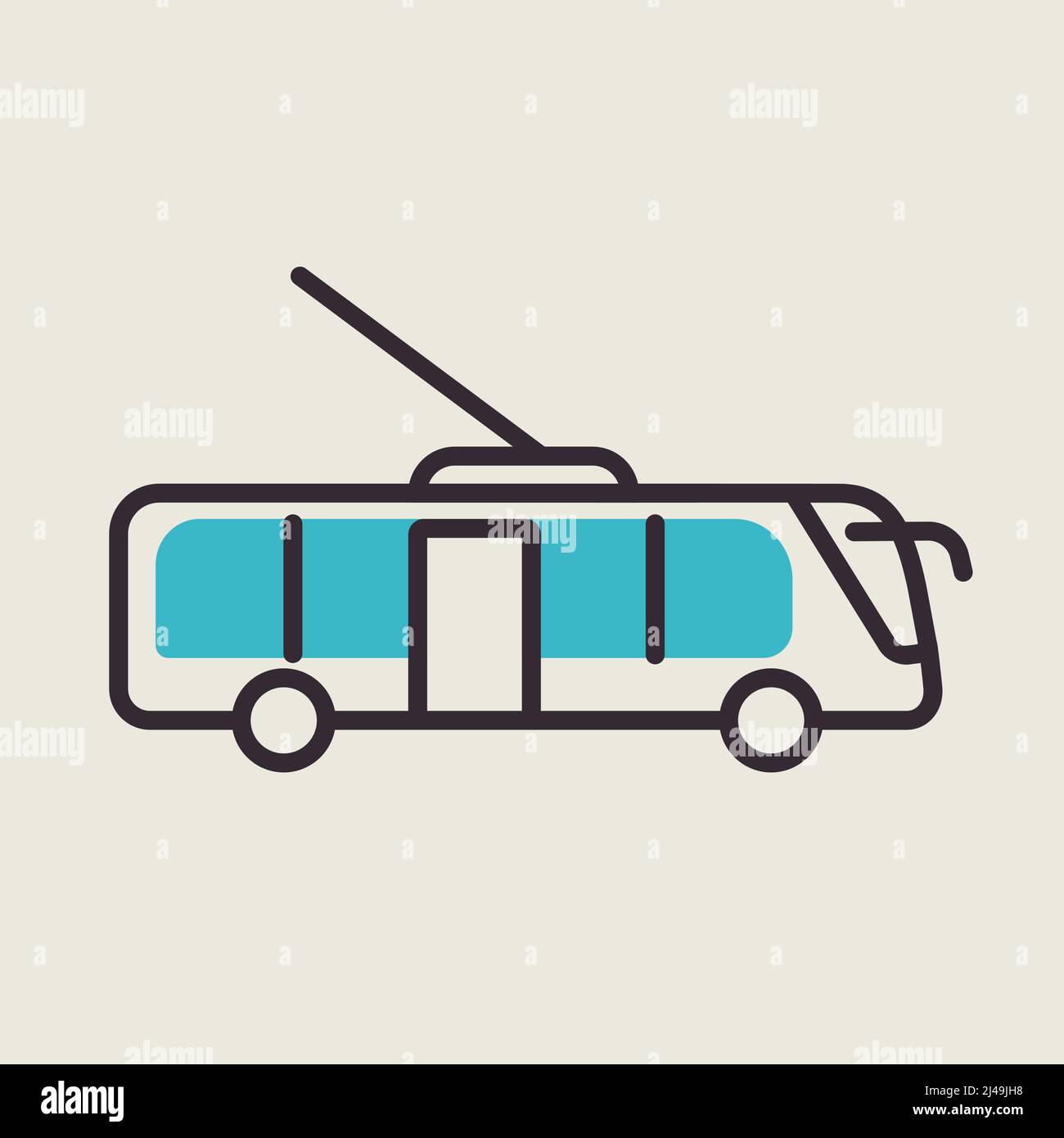 Trolley or trolleybus vector icon. Graph symbol for travel and tourism ...