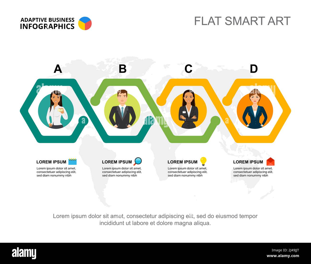 Four points project process chart template for presentation. Vector ...