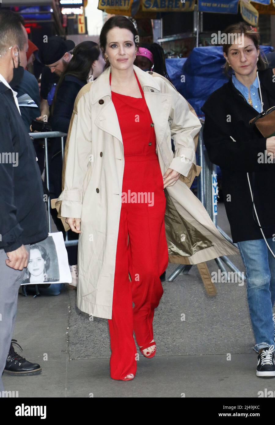 New York, NY, USA. 13th Apr, 2022. Claire Foy seen at Good Morning ...