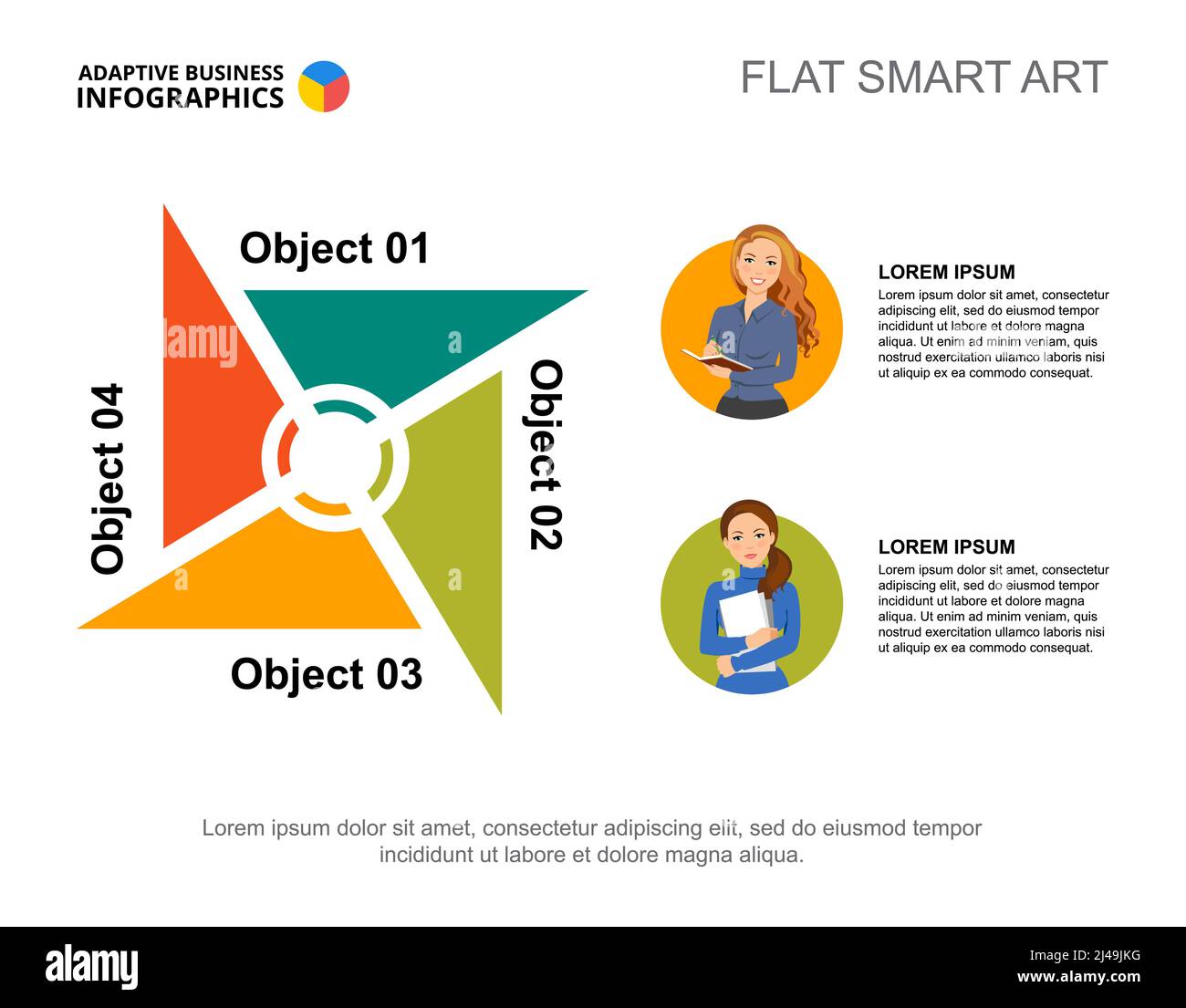 Four objects process chart template for presentation. Vector ...