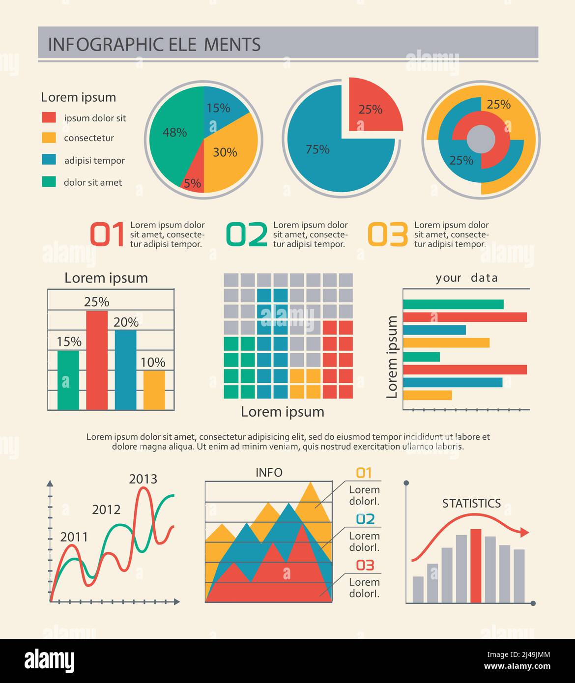 Business diagrams template layout, charts and graphs isolated vector ...