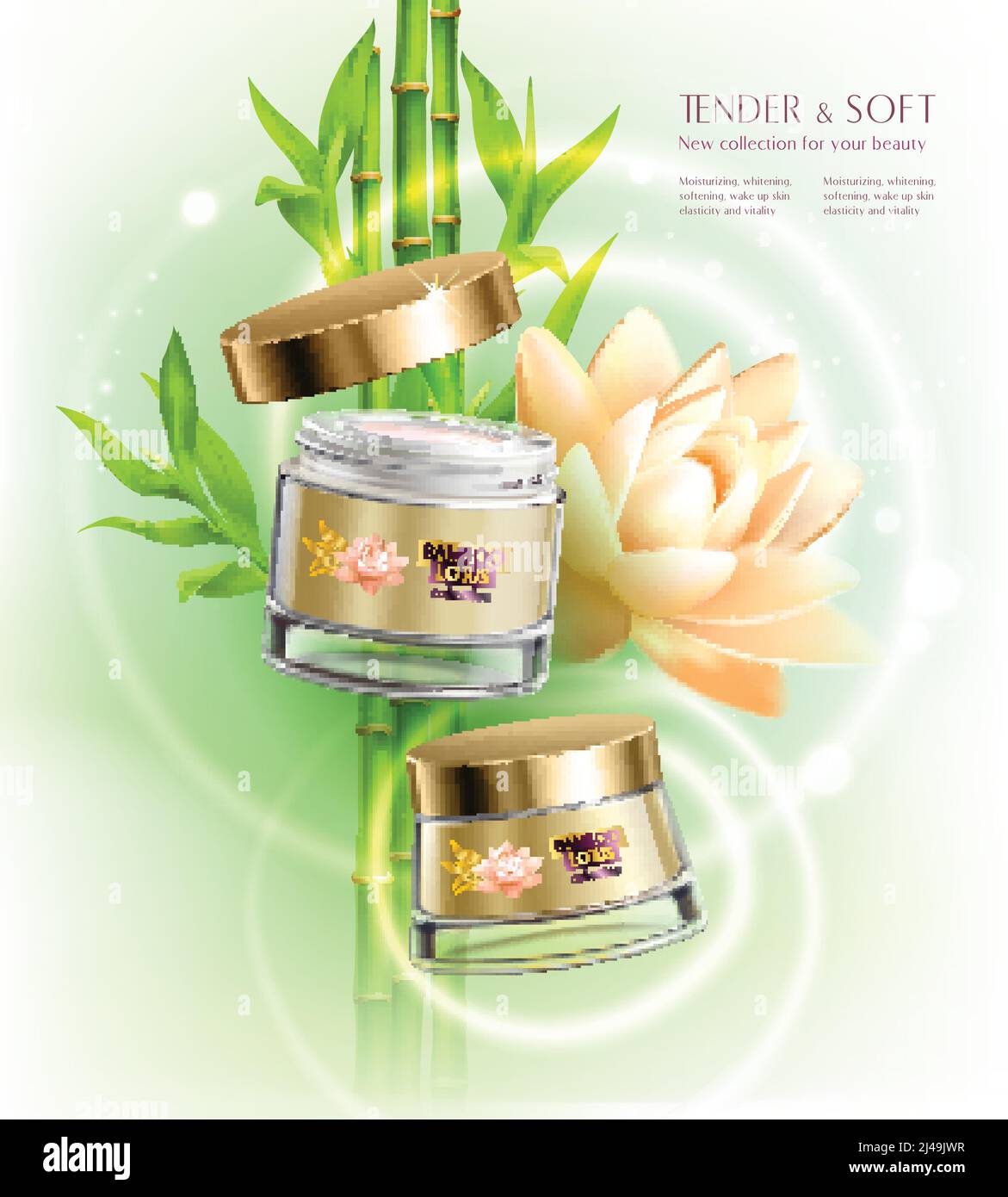 Cosmetics advertising skin softening cream jar pot container realistic ...