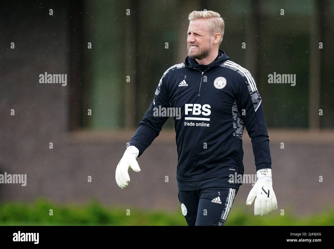 Leicester City goalkeeper Kasper Schmeichel during a training session ...