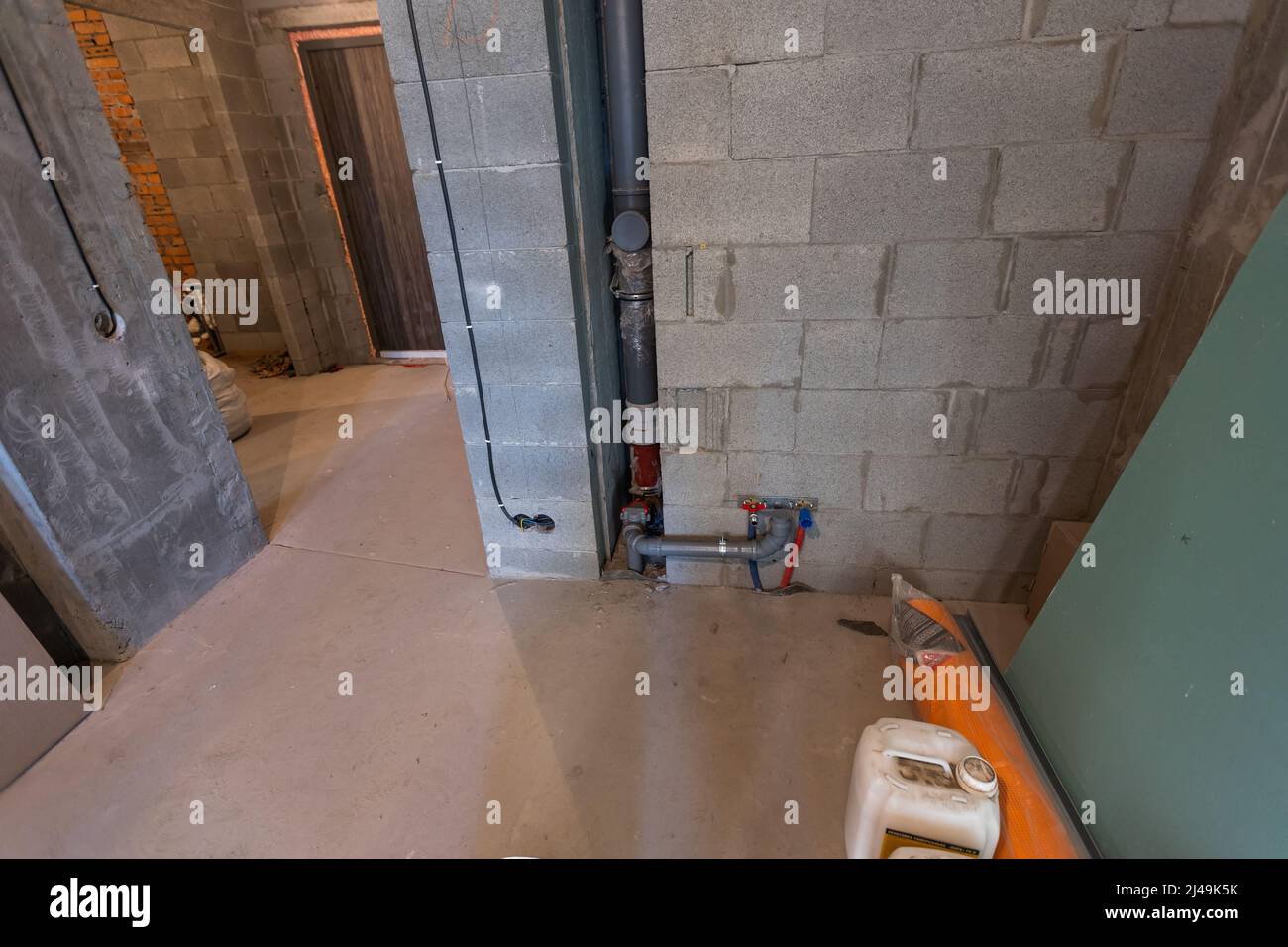 Working process of installing metal frames for plasterboard -drywall ...