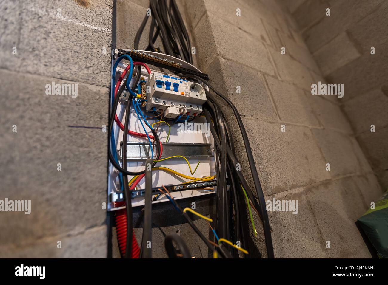 Circuit breaker in electric room . Electrical background Stock Photo ...