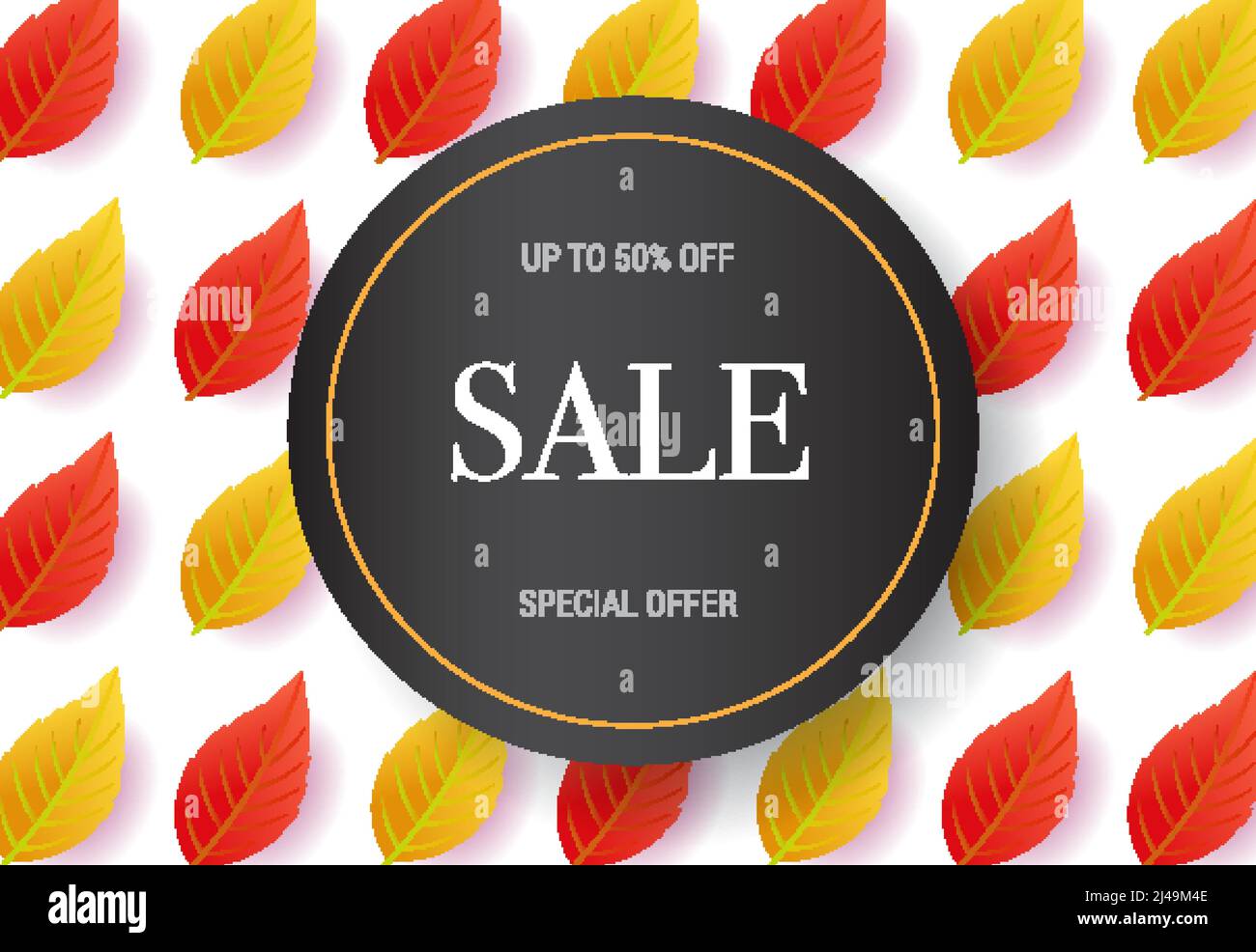 Sale lettering with leaves pattern. Autumn offer or sale advertising ...