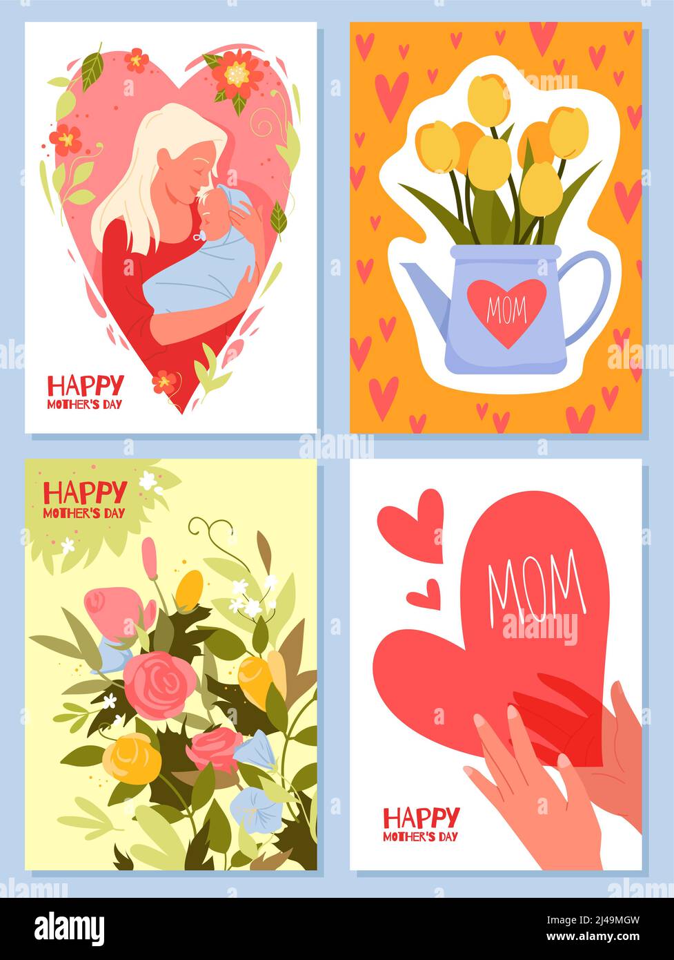 Set of different cards for international mothers day Stock Vector Image ...