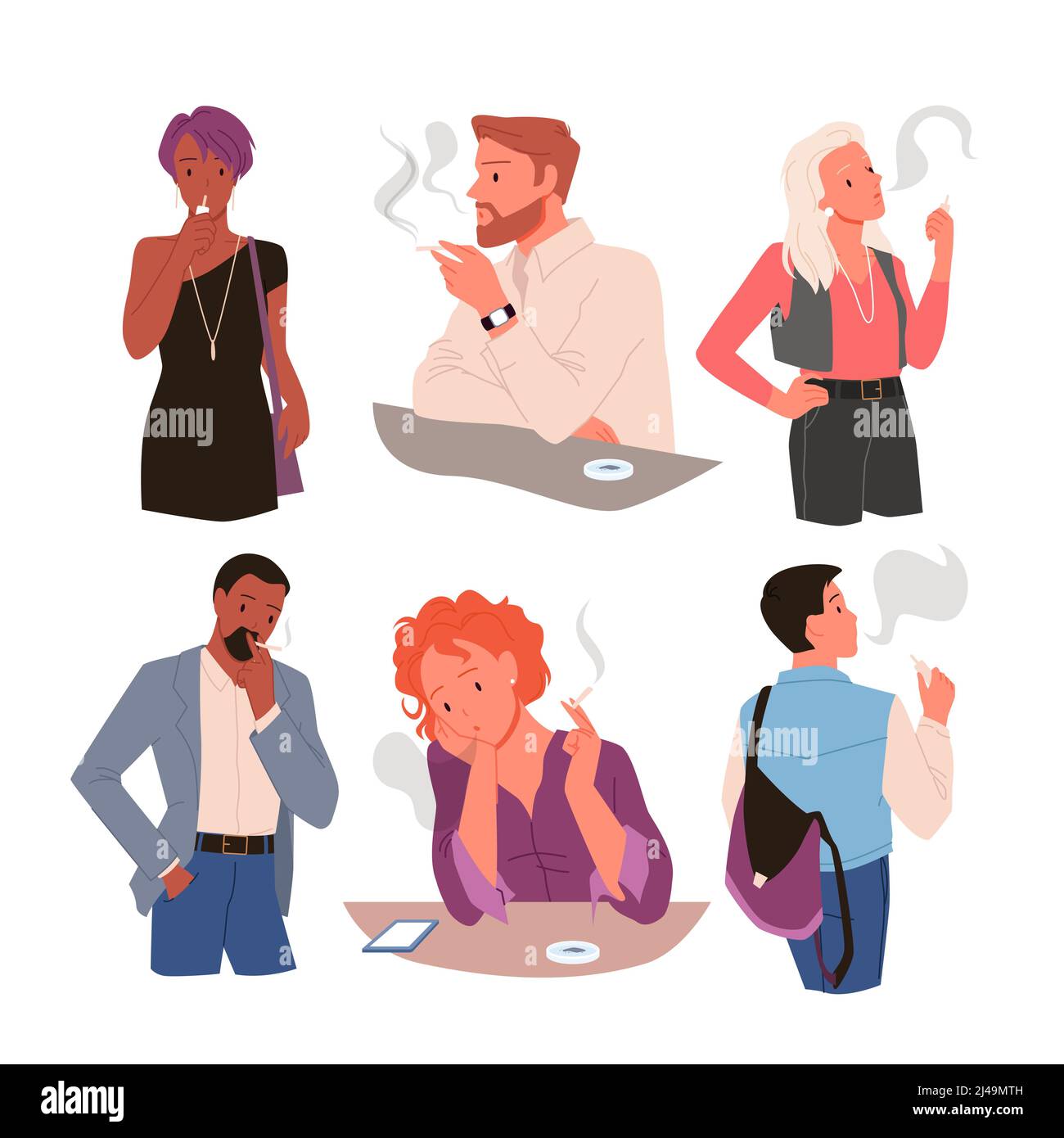 Set of people smoking cigarettes Stock Vector Image & Art - Alamy