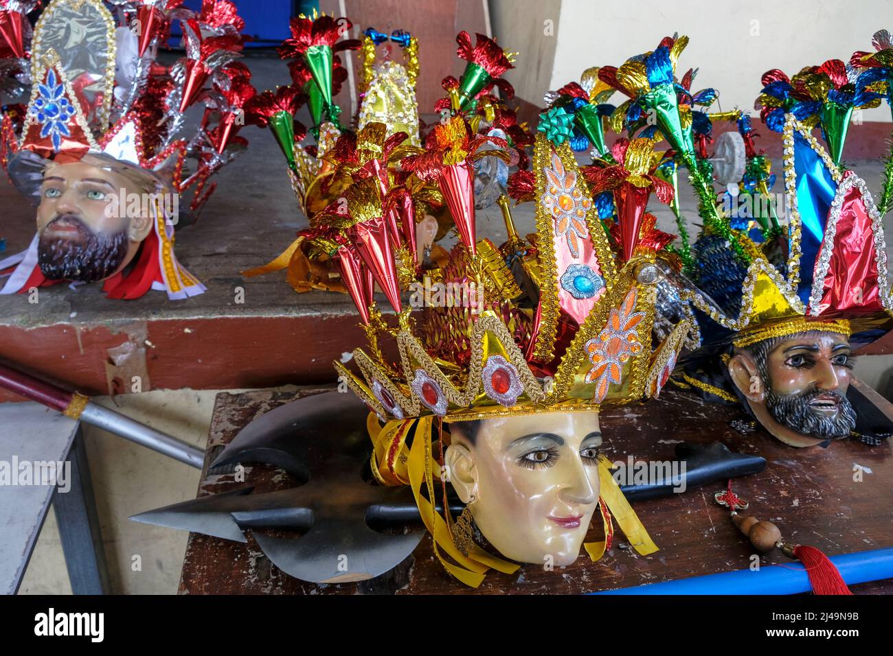 Mogpog, Philippines - April 2022: Roman soldier masks used in the ...
