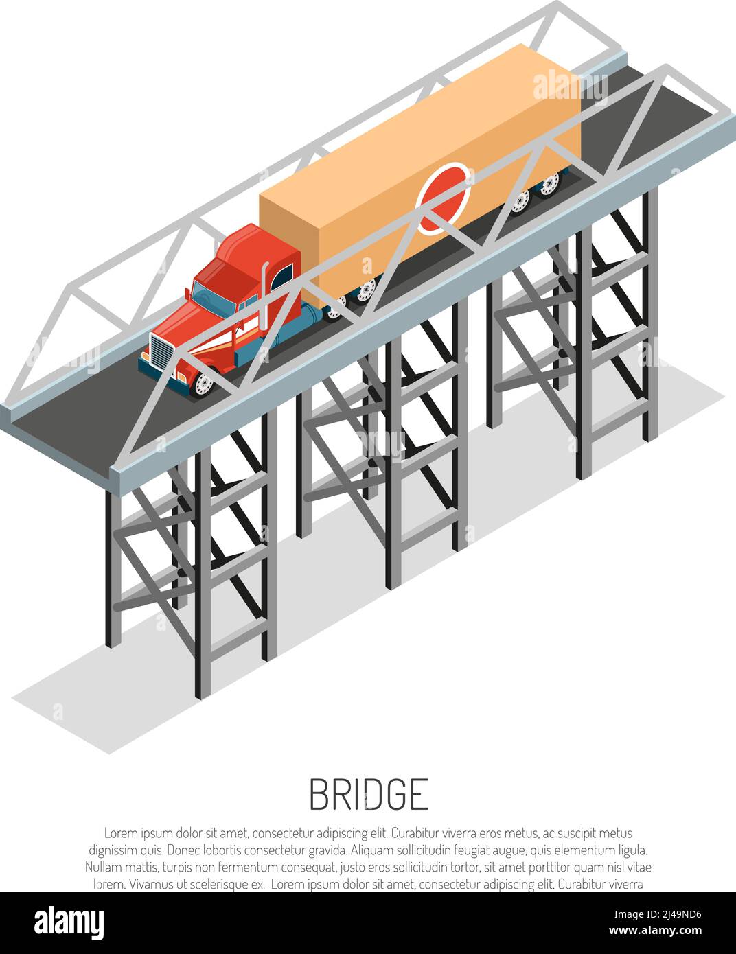 Viaduct bridge metallic construction small span detail isometric ...