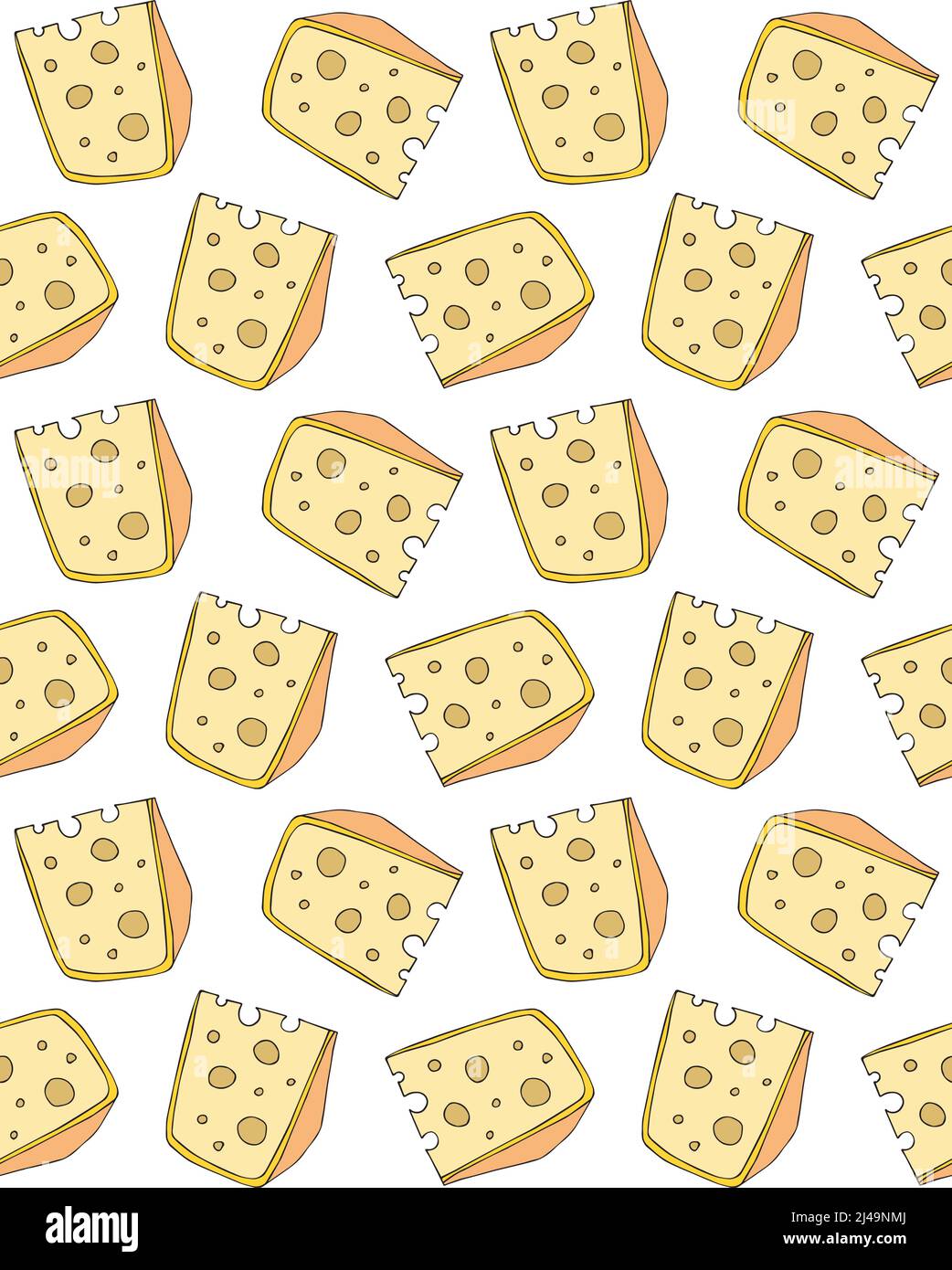 Vector seamless pattern of hand drawn sketch doodle colored cheese ...