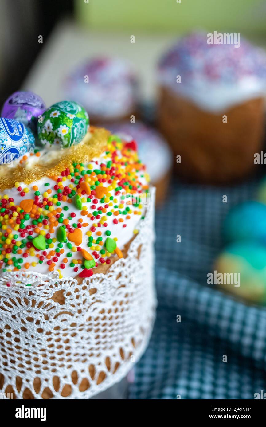Easter cakes with colorful topping Stock Photo - Alamy