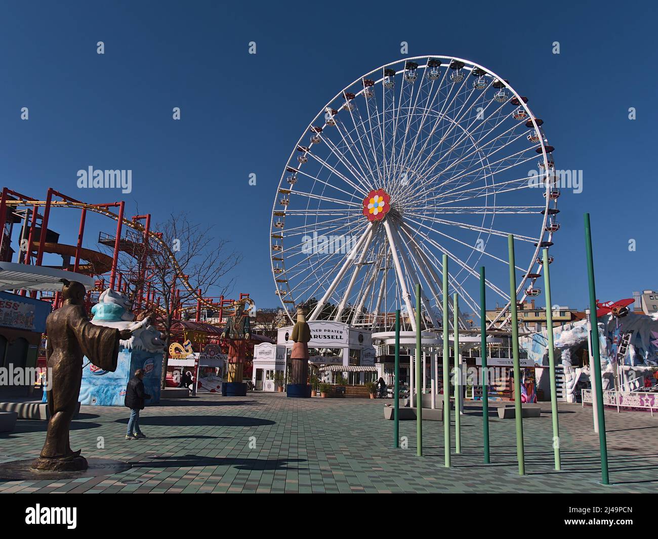 Beautiful view of amusement park Wurstelprater in Vienna, Austria with ...
