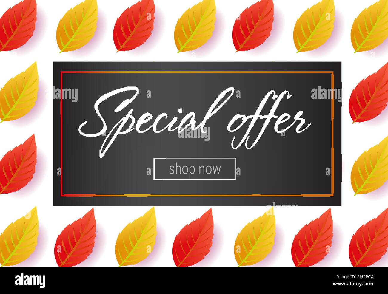 Special offer lettering with leaves pattern. Autumn offer or sale ...