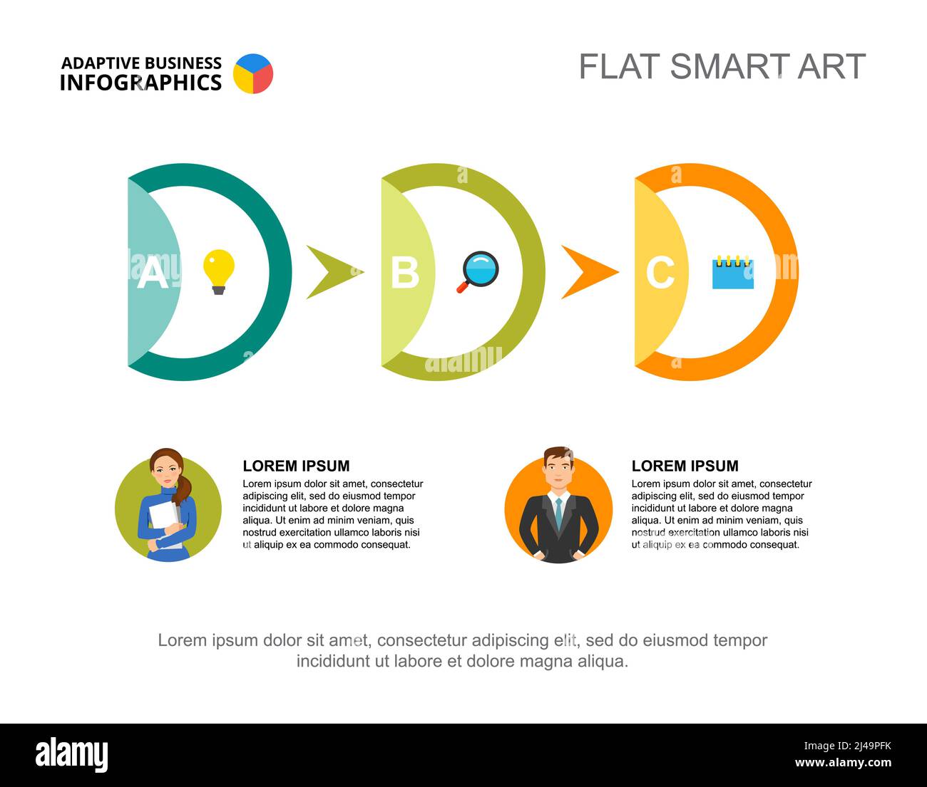 Three steps workflow process chart template for presentation. Business ...