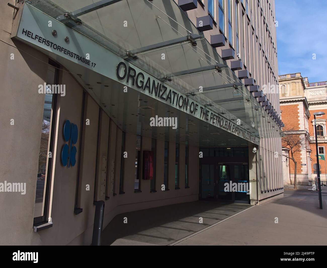 Building entrance of the Organization of the Petroleum Exporting ...