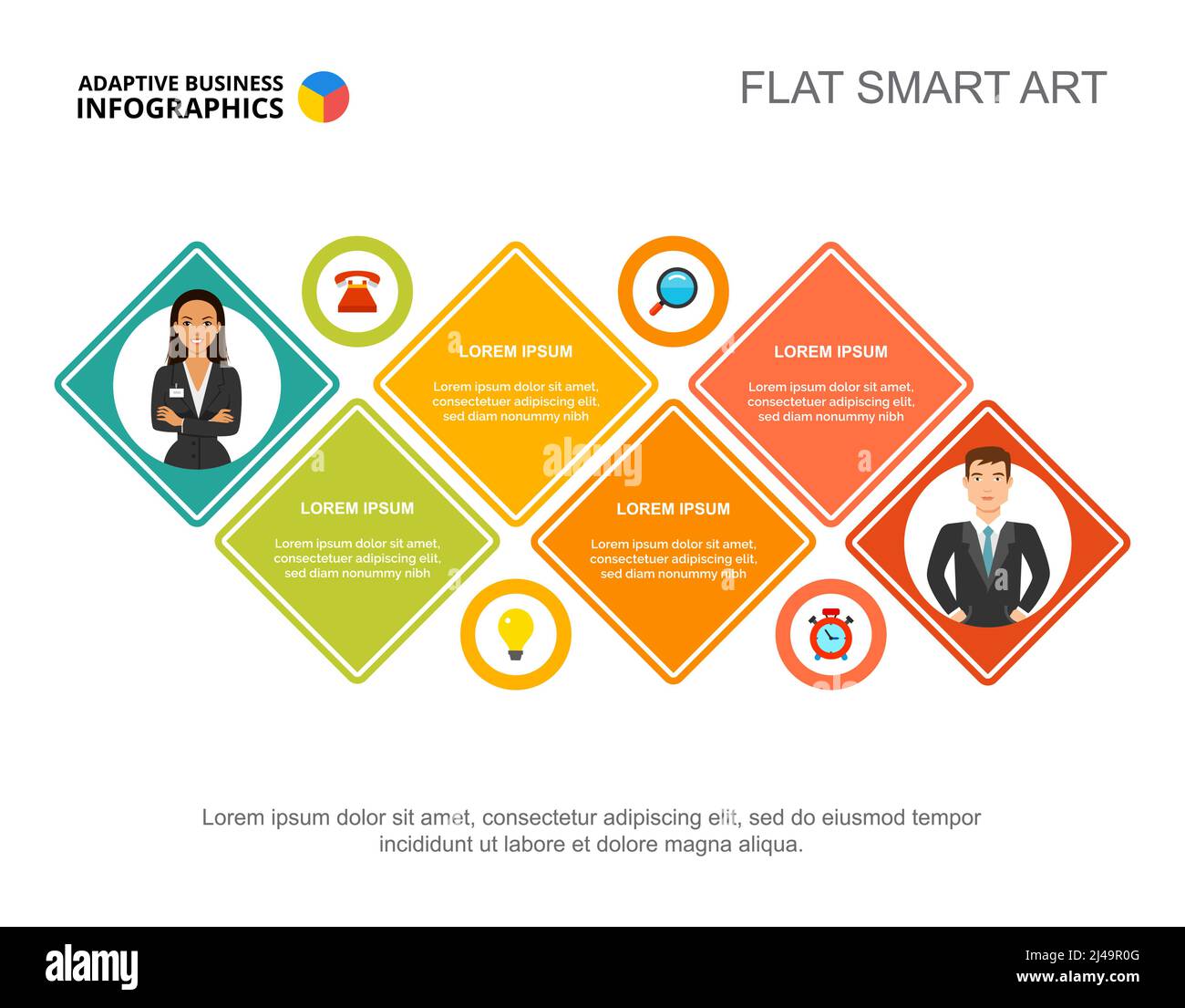 Two partners process chart template for presentation. Business data ...
