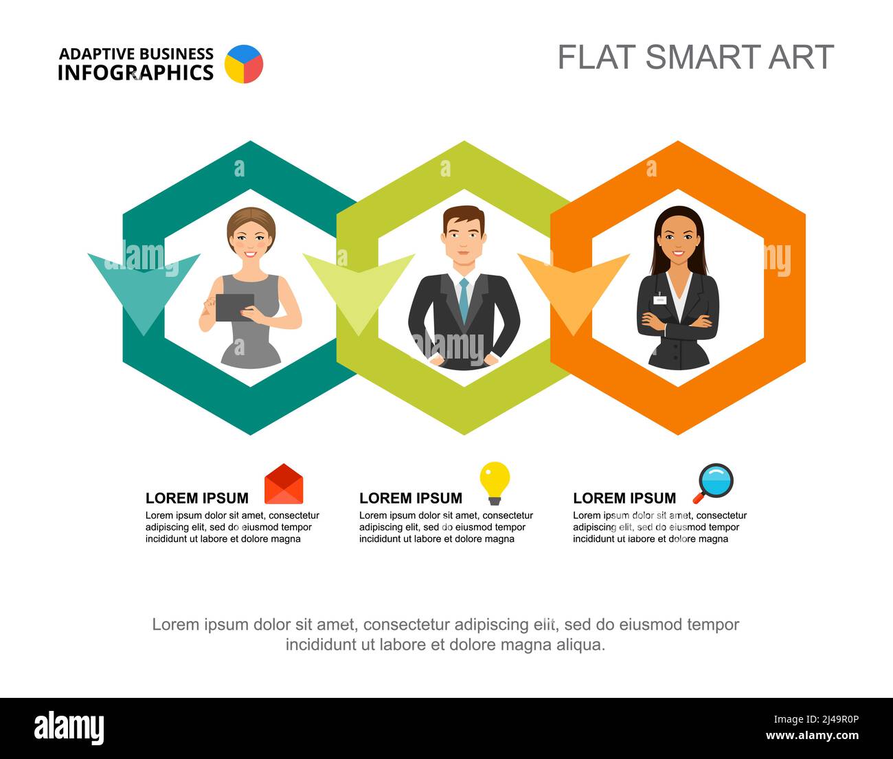 Three points project process chart template for presentation. Vector ...