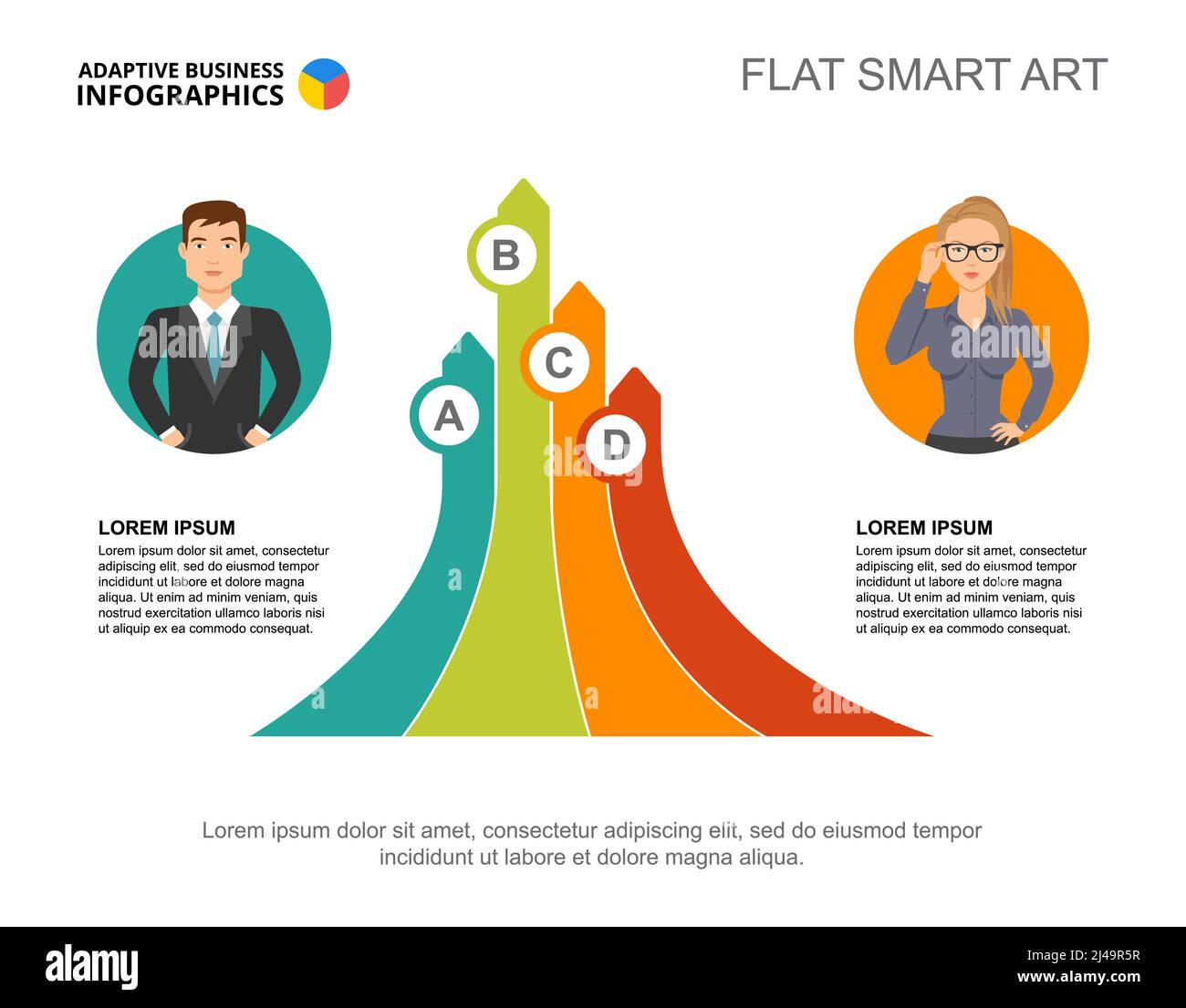 Two partners process chart template for presentation. Business data ...