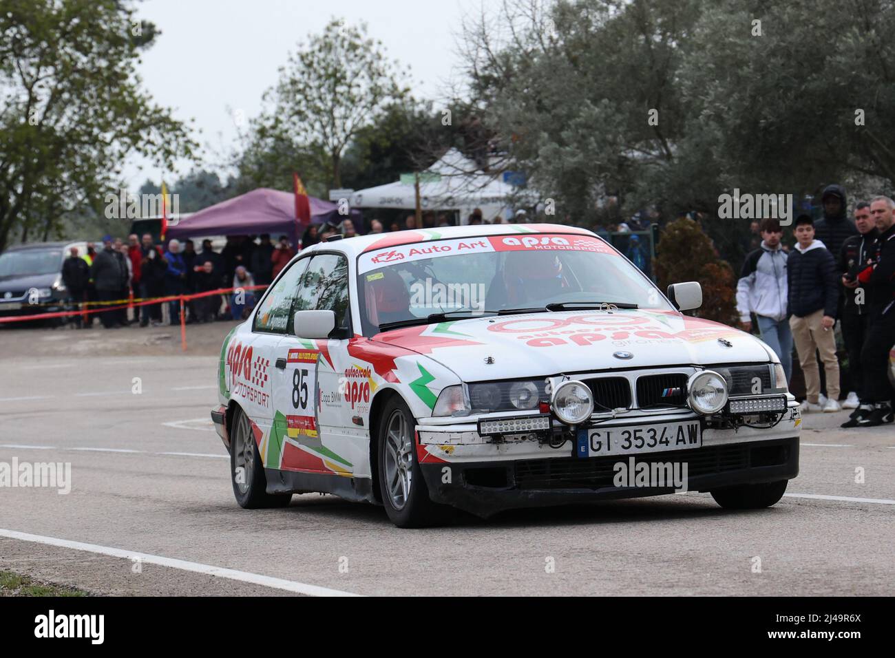 Historic Rally Costa Brava 2022 - BMW E30 320i car competing in timed ...