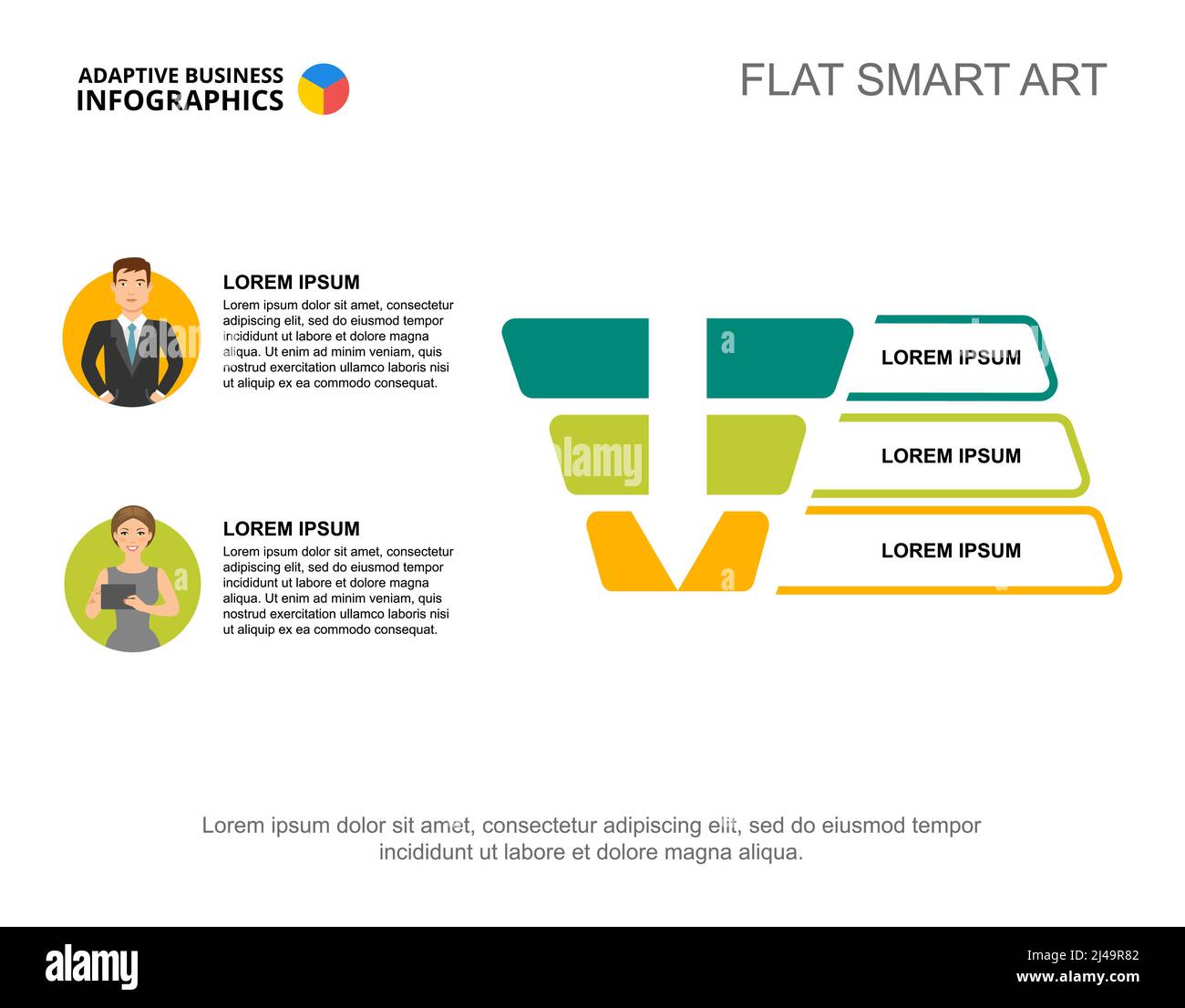 Two points process chart template for presentation. Vector illustration ...
