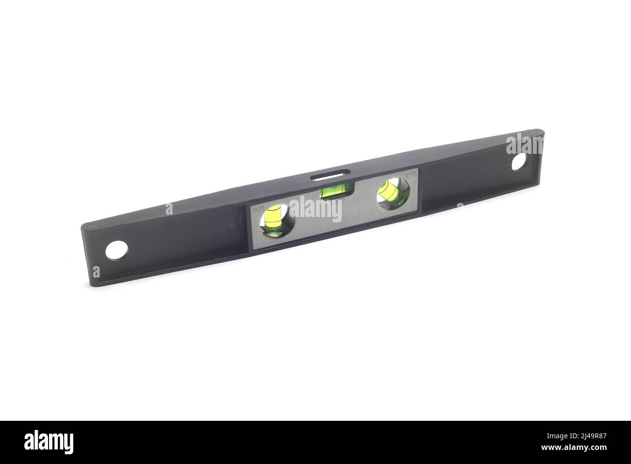 metallic building level on a white background. Measuring instrument of ...