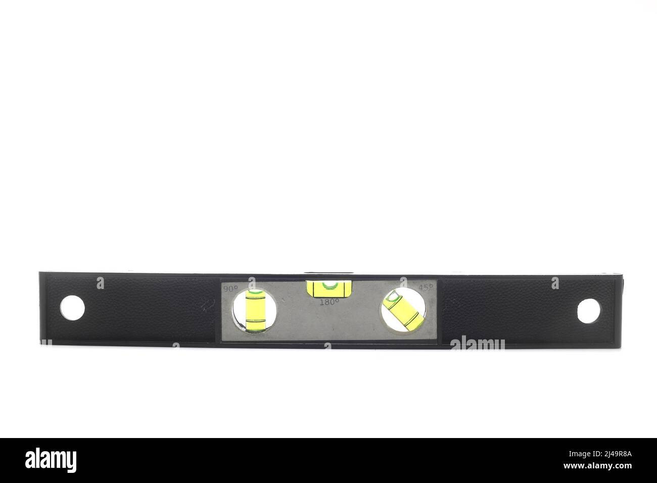 metallic building level on a white background. Measuring instrument of ...
