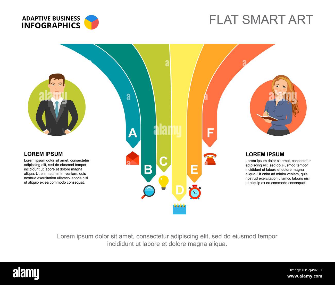 Two managers process chart template. Business data. Abstract elements ...