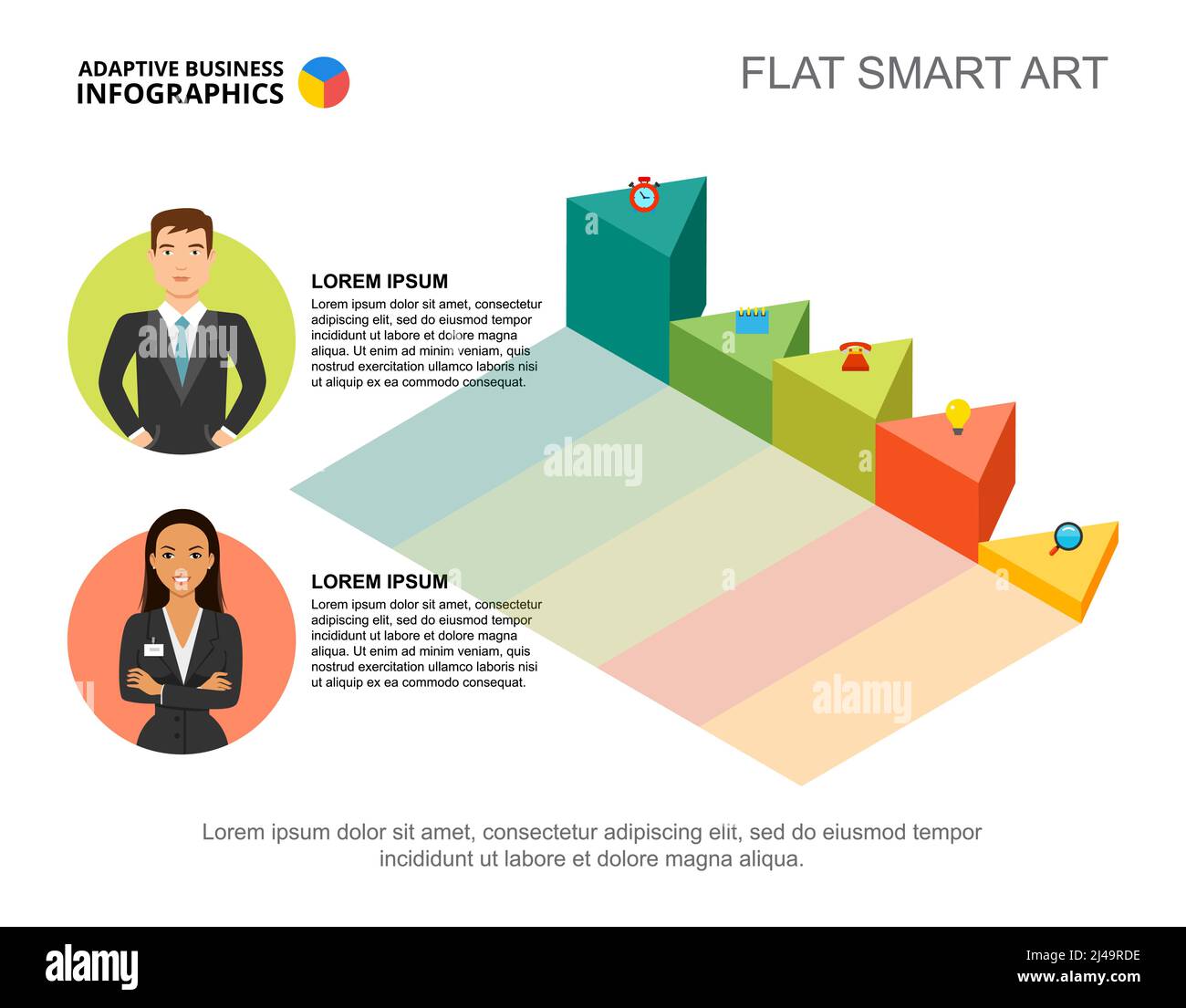 Two managers process chart template for presentation. Business data ...