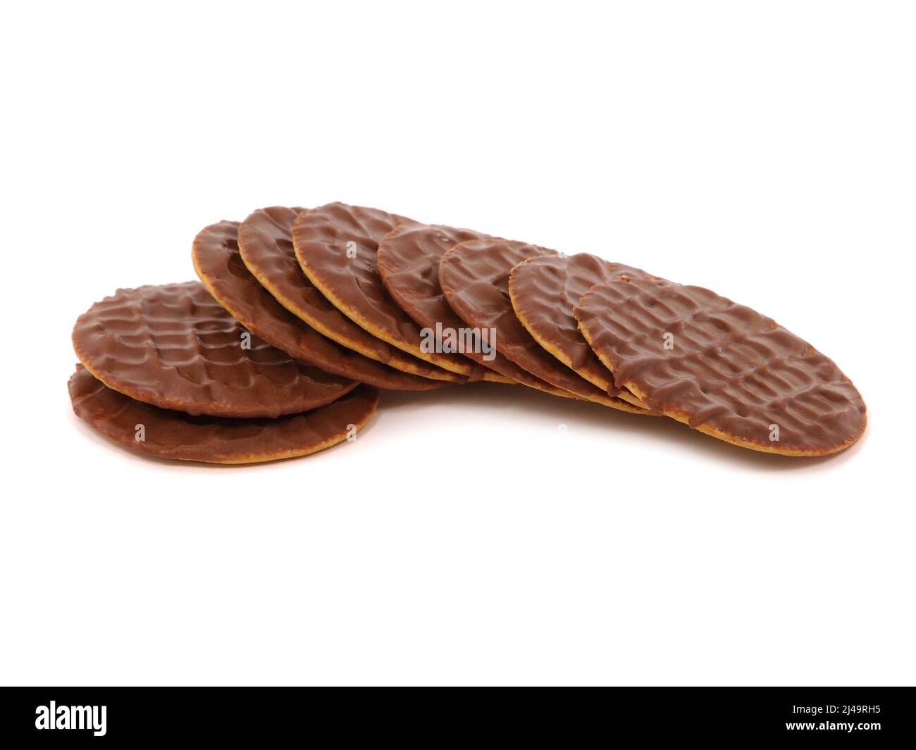 Stack of Biscuits covered in milk chocolate isolated on white Stock ...