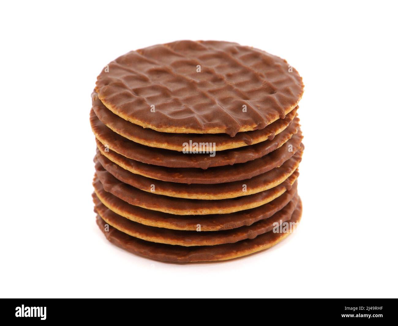 Stack of Biscuits covered in milk chocolate isolated on white Stock ...