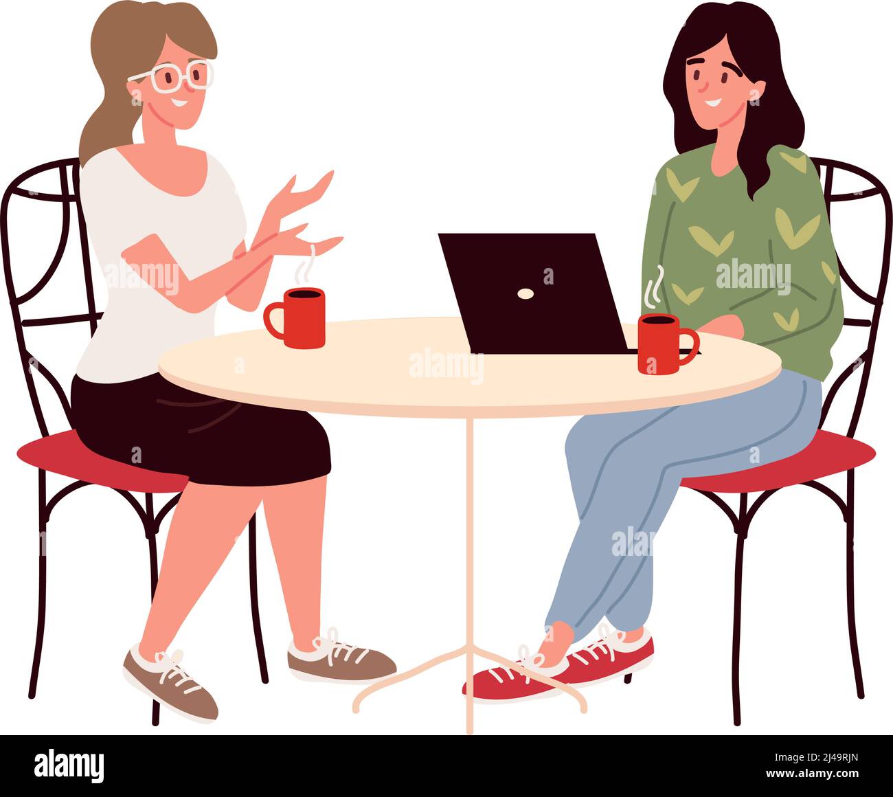 women with laptop at restaurant table Stock Vector Image & Art - Alamy