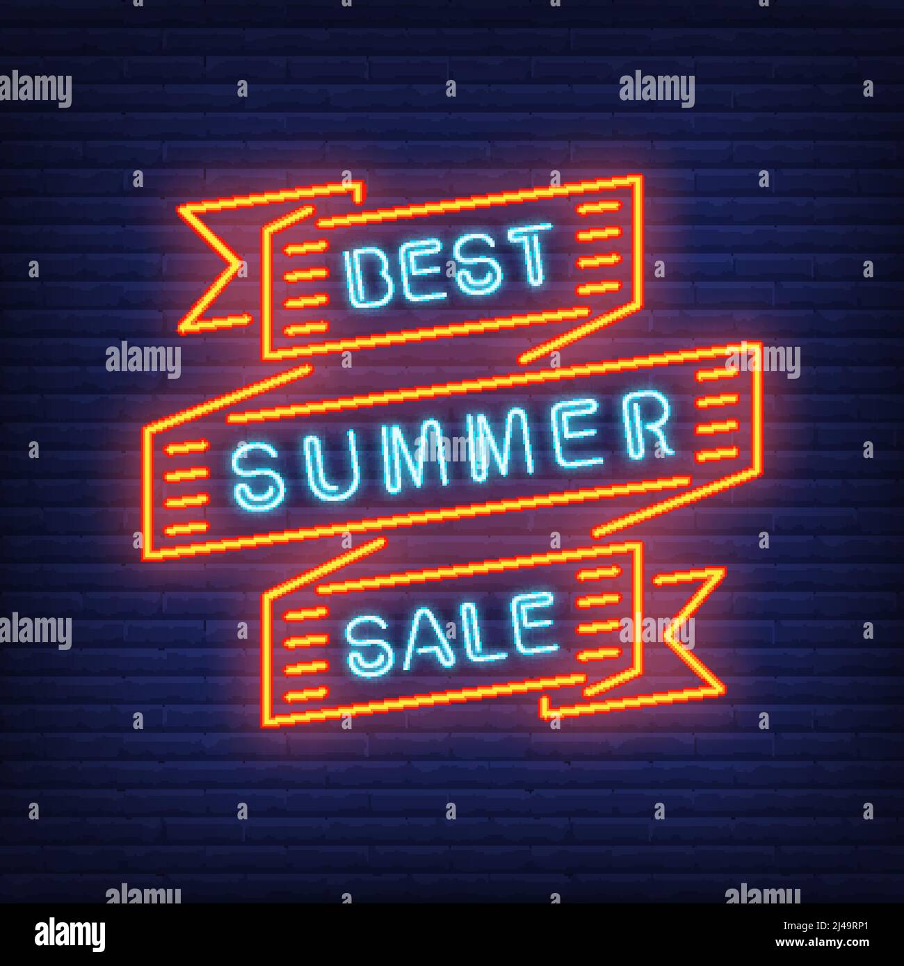 Best summer sale creative neon sign. Bright long red ribbon with ...