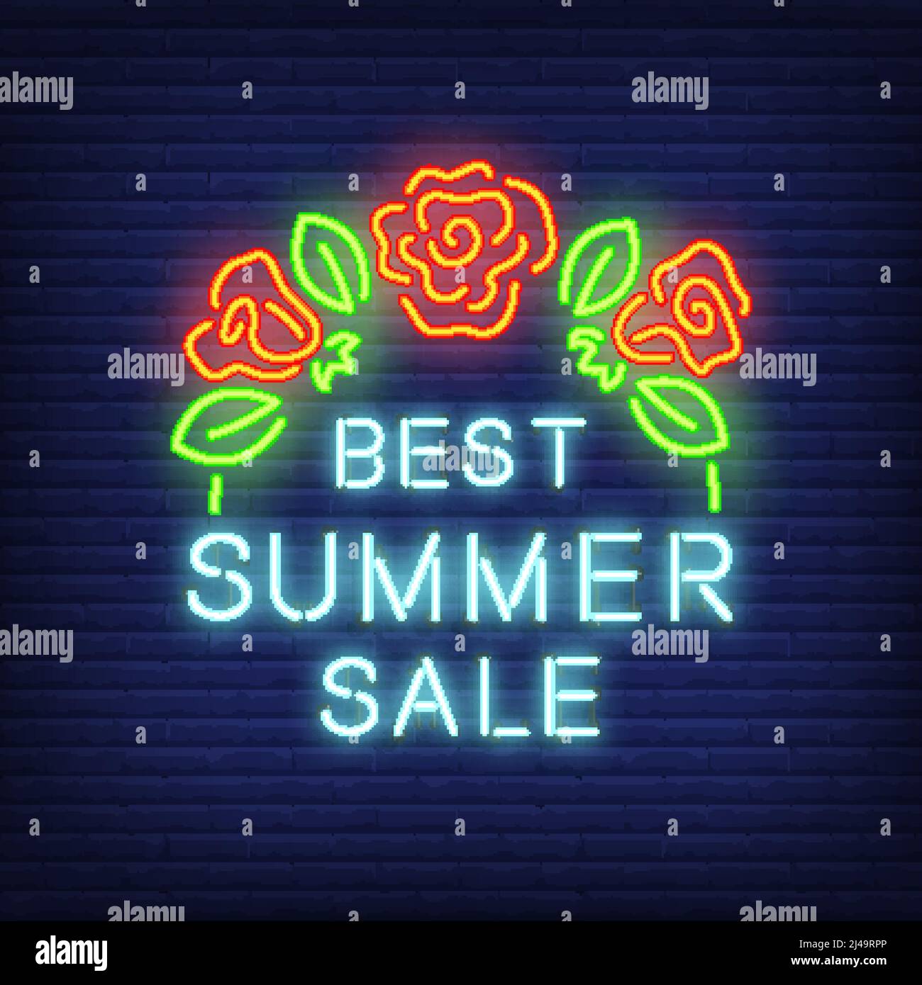 Best Summer Sale, sign in neon style. Vector illustration with blue ...