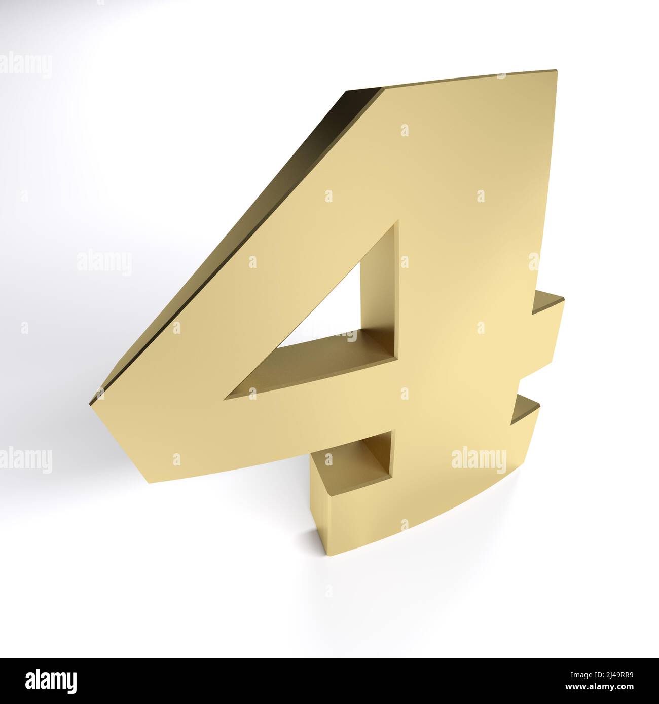 Number four in brass material isolated on white background - 3D ...