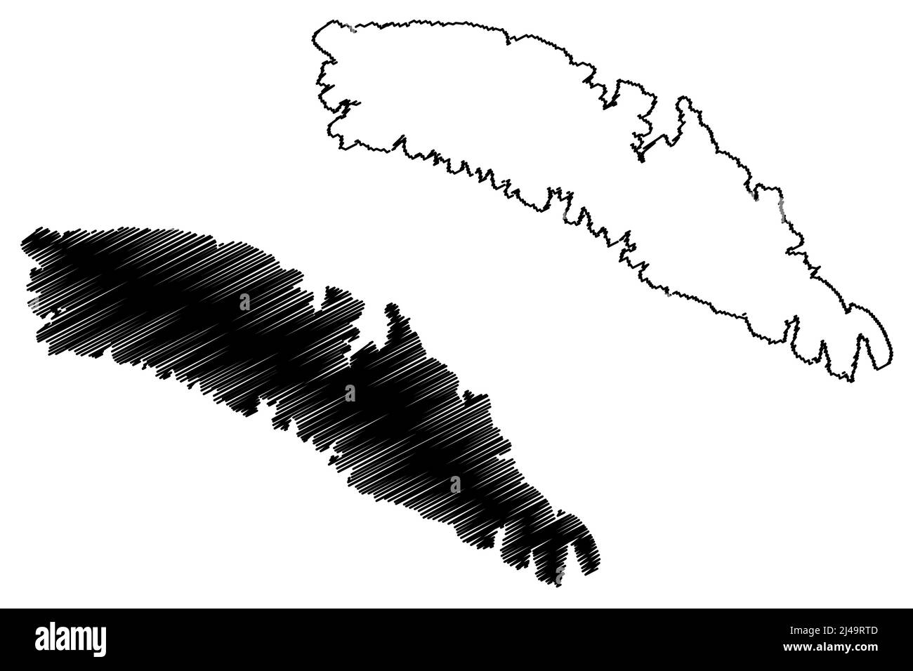 Solta island (Republic of Croatia, Adriatic Sea) map vector ...