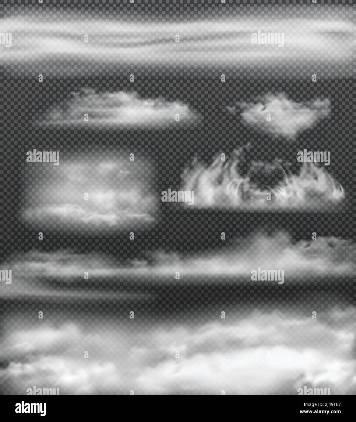 White fog realistic icon set isolated and different sizes on ...