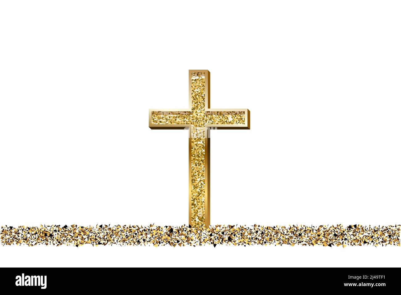 Gold prayer cross realistic vector illustration. Luxurious jewelry ...