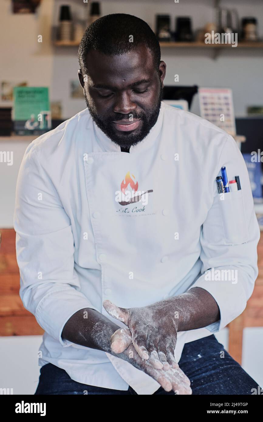 Chef Mack Bouya, owner of the Let's Cook Restaurant in Cape Town, South ...