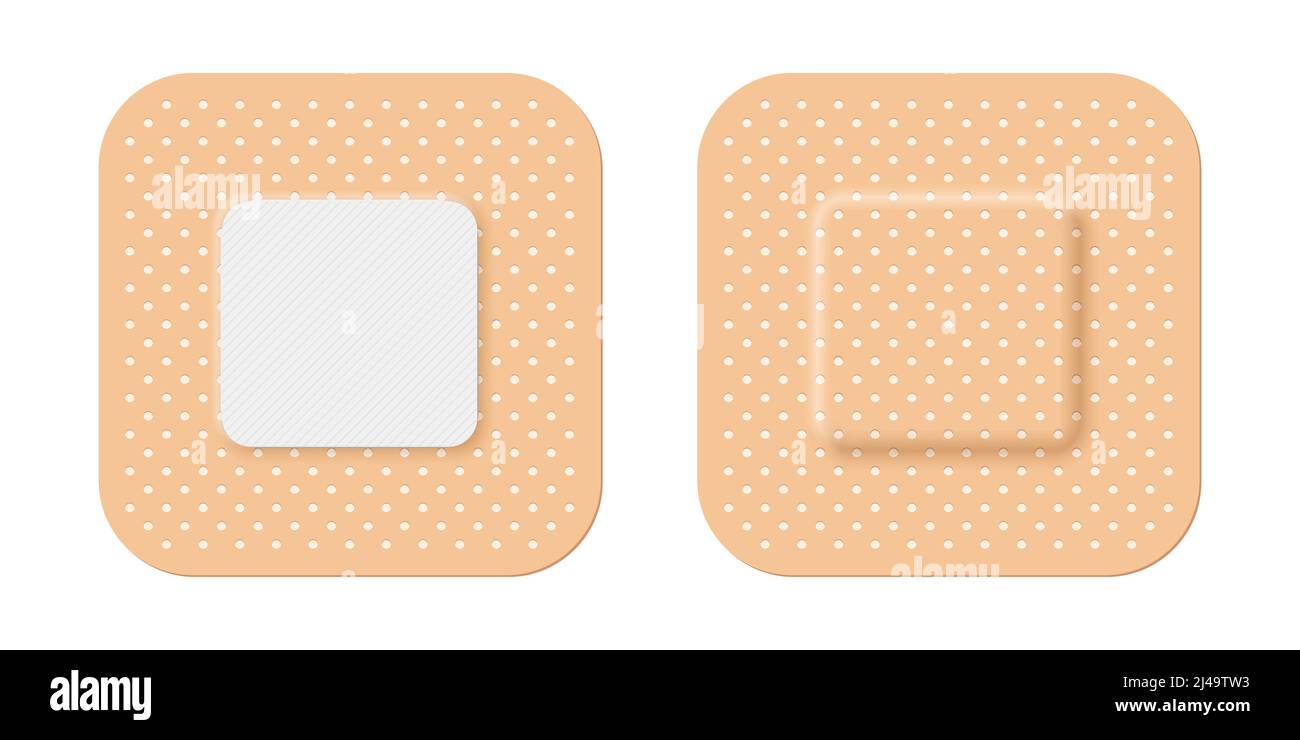 Adhesive bandage set of square shape vector illustration. 3d realistic ...