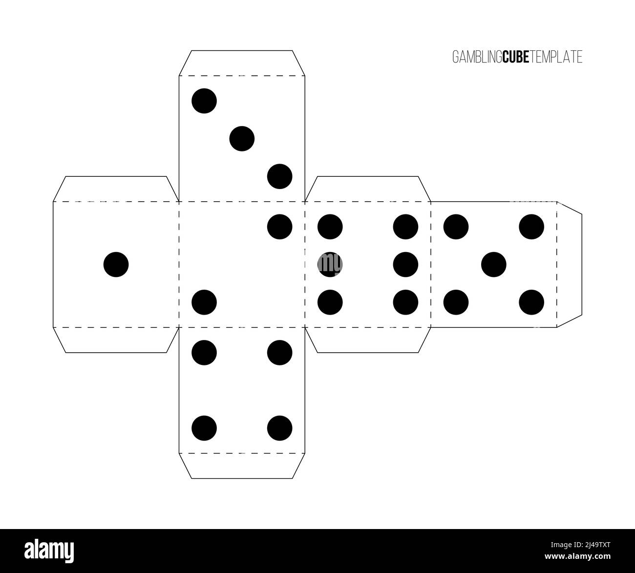 Cube for gambling paper template. Casino craps and playing games vector ...