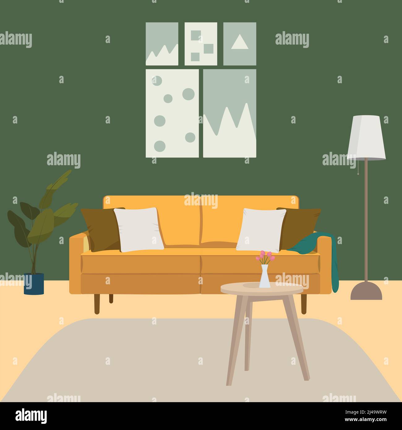 Cozy living room. Vector flat illustration Stock Vector Image & Art - Alamy