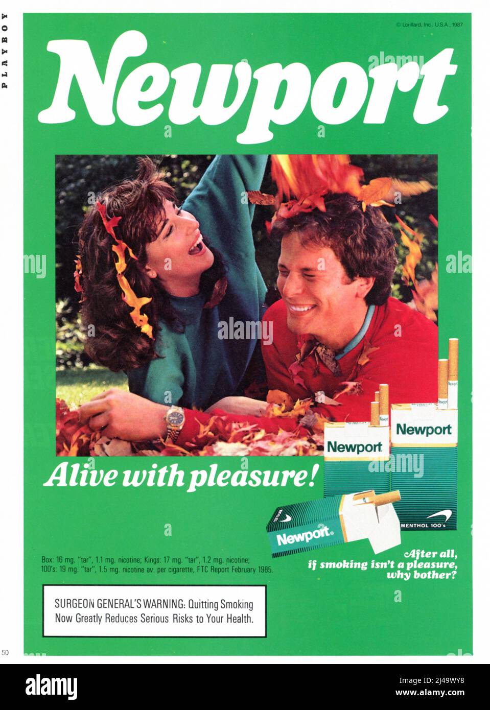 Vintage November 1987 "Playboy" Magazine Advert, USA Stock Photo - Alamy