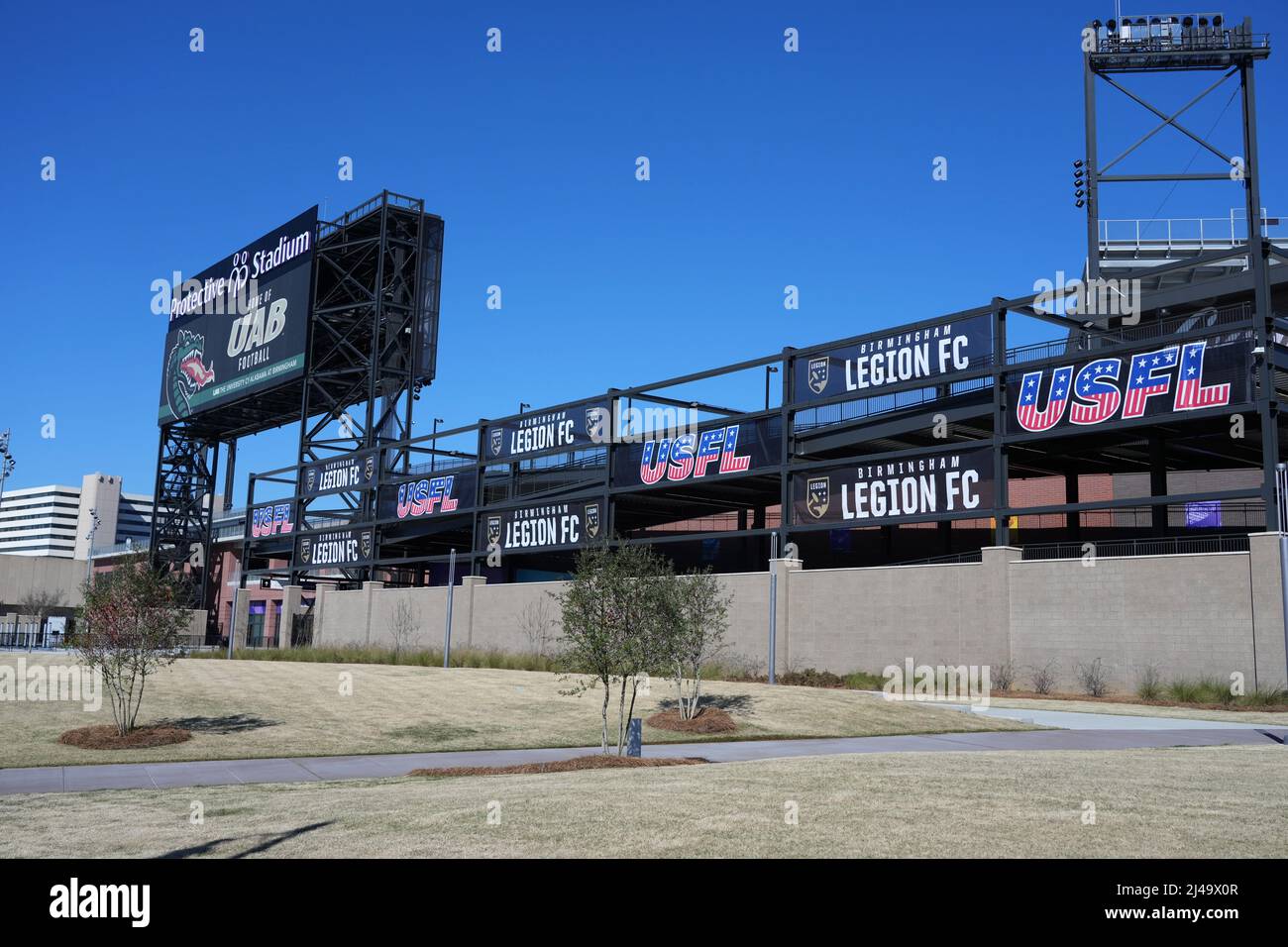 USFL banners at Protective Stadium and Legion Field, Sunday, Mar. 13 ...