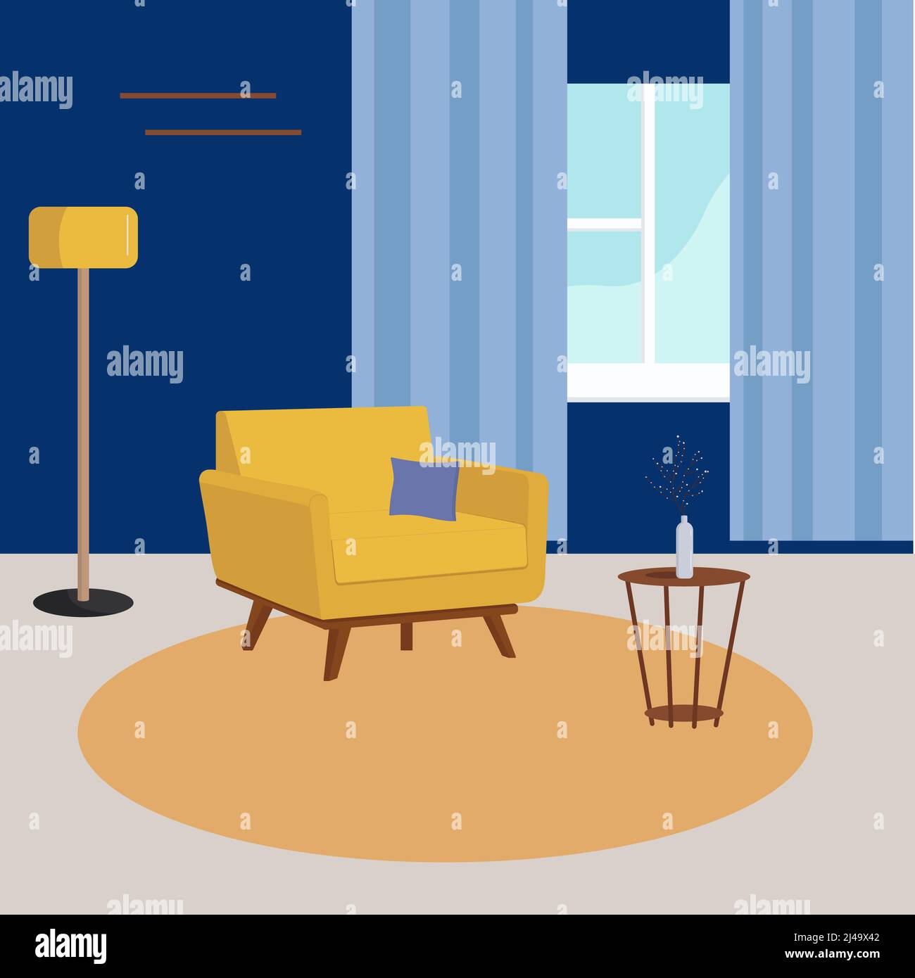 Living room interior. Vector flat illustration Stock Vector Image & Art ...