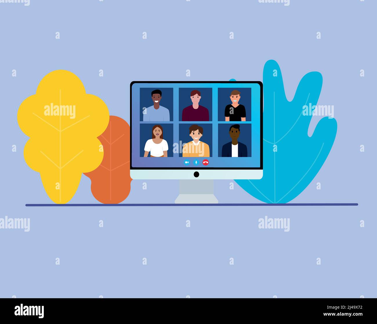 Video conference with people. Working meeting. Conference video call ...