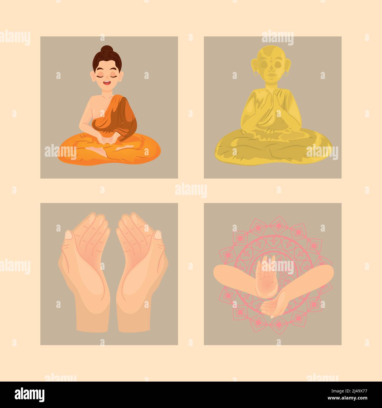 buddha, monk praying Stock Vector Image & Art - Alamy