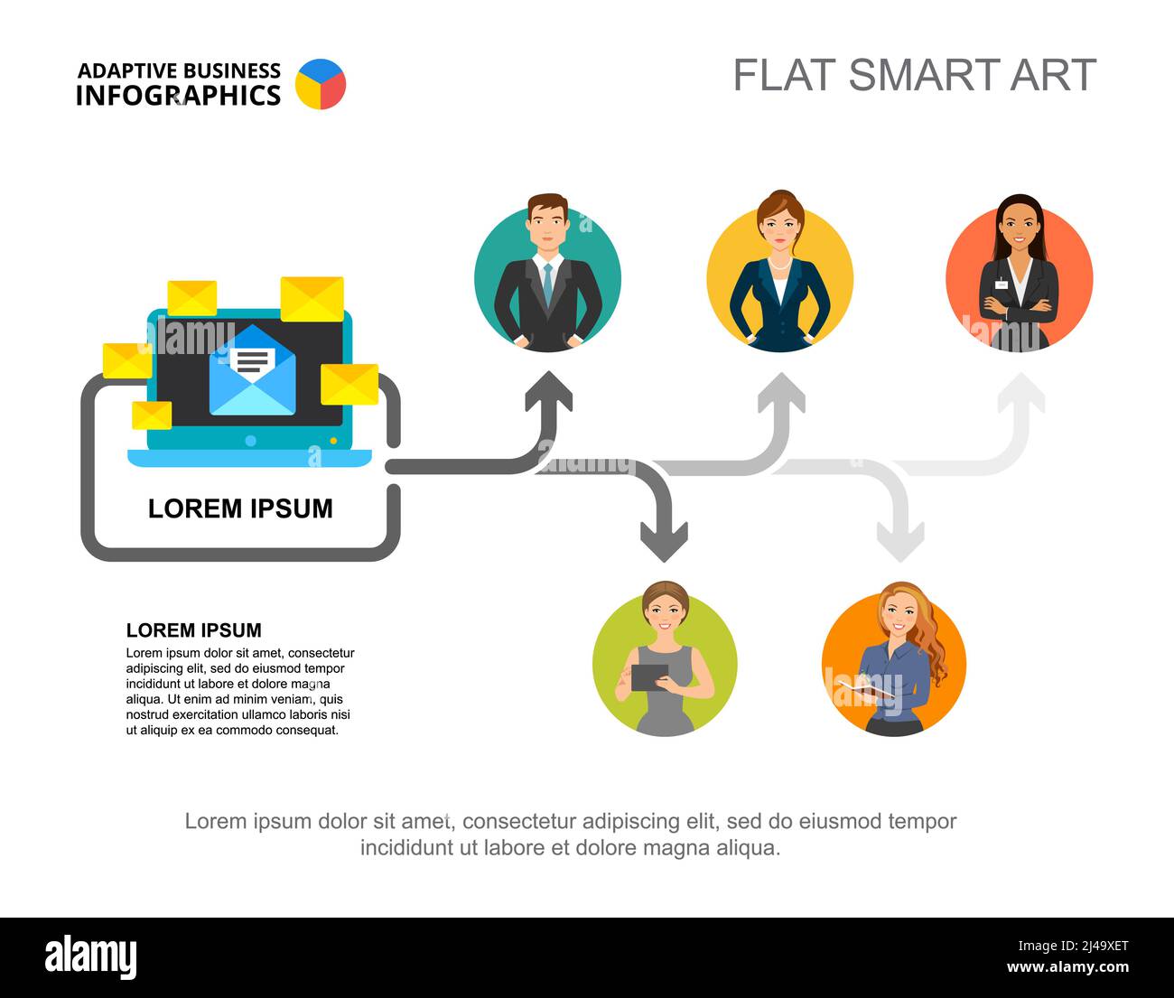 Communication process chart template. Business data. Abstract elements ...