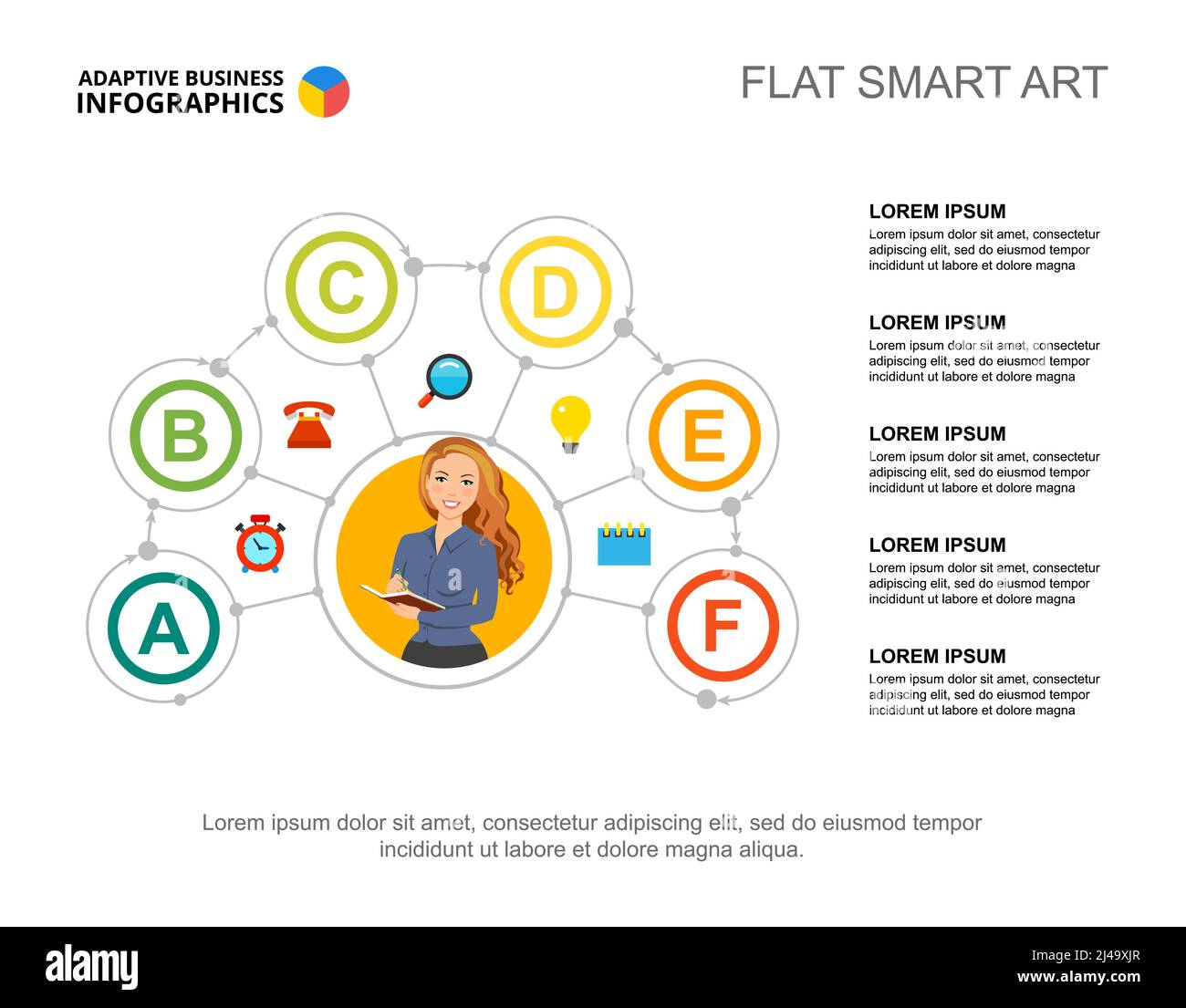Five steps process chart template for presentation. Business data ...