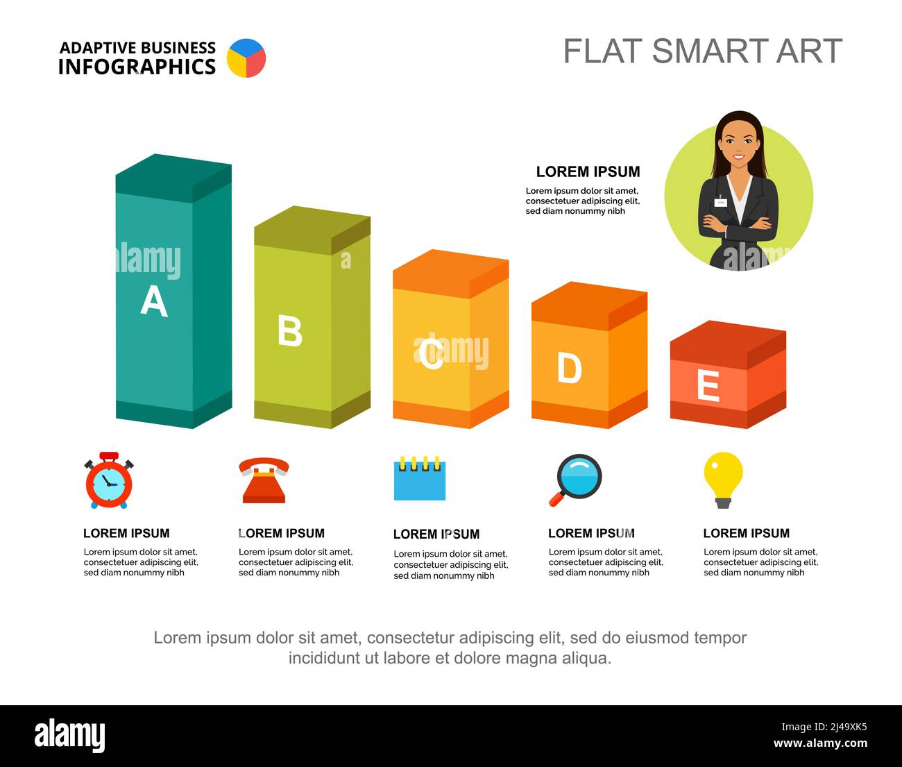 Five steps plan process chart template for presentation. Business data ...